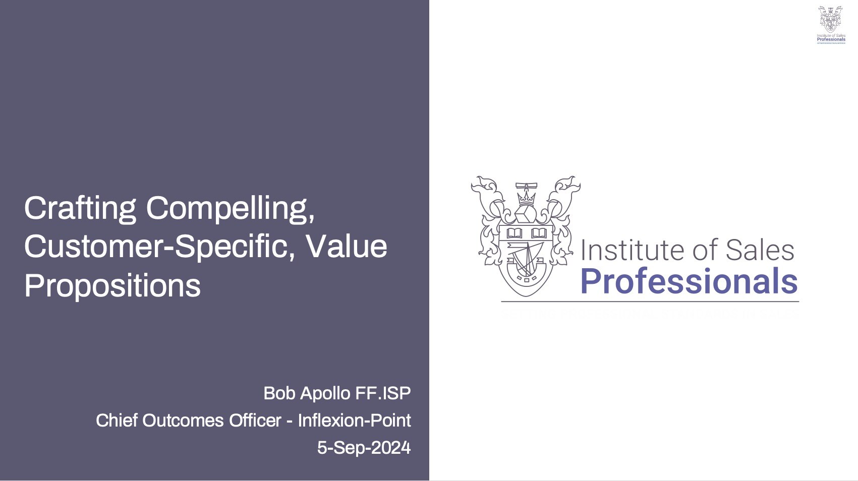 ISP Webinar - Customer-Specific Value Propositions 05092024